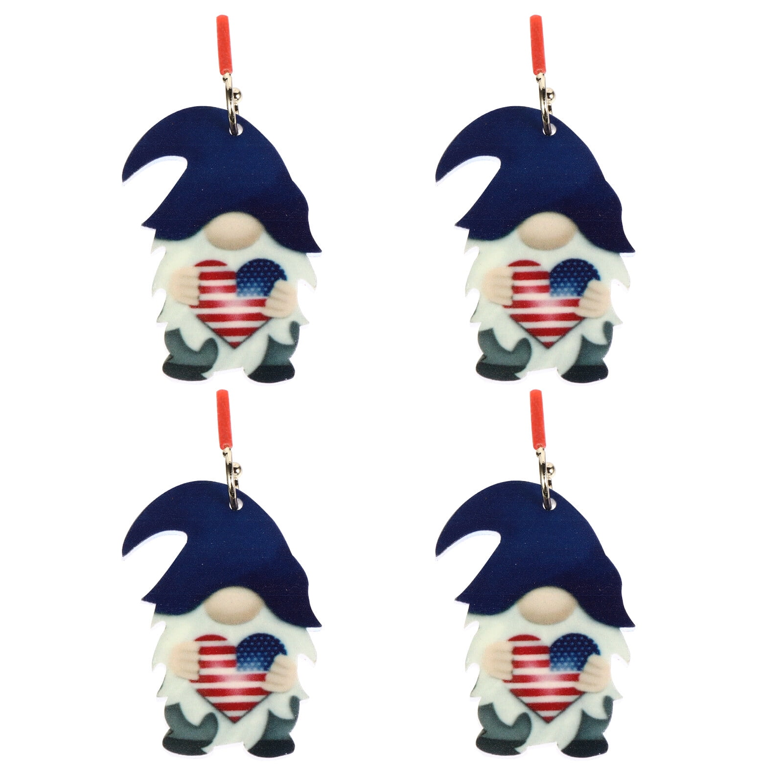 2 Pairs of Glass Ear Drops Ear Jewelries Independence Day Gnome Ear ...