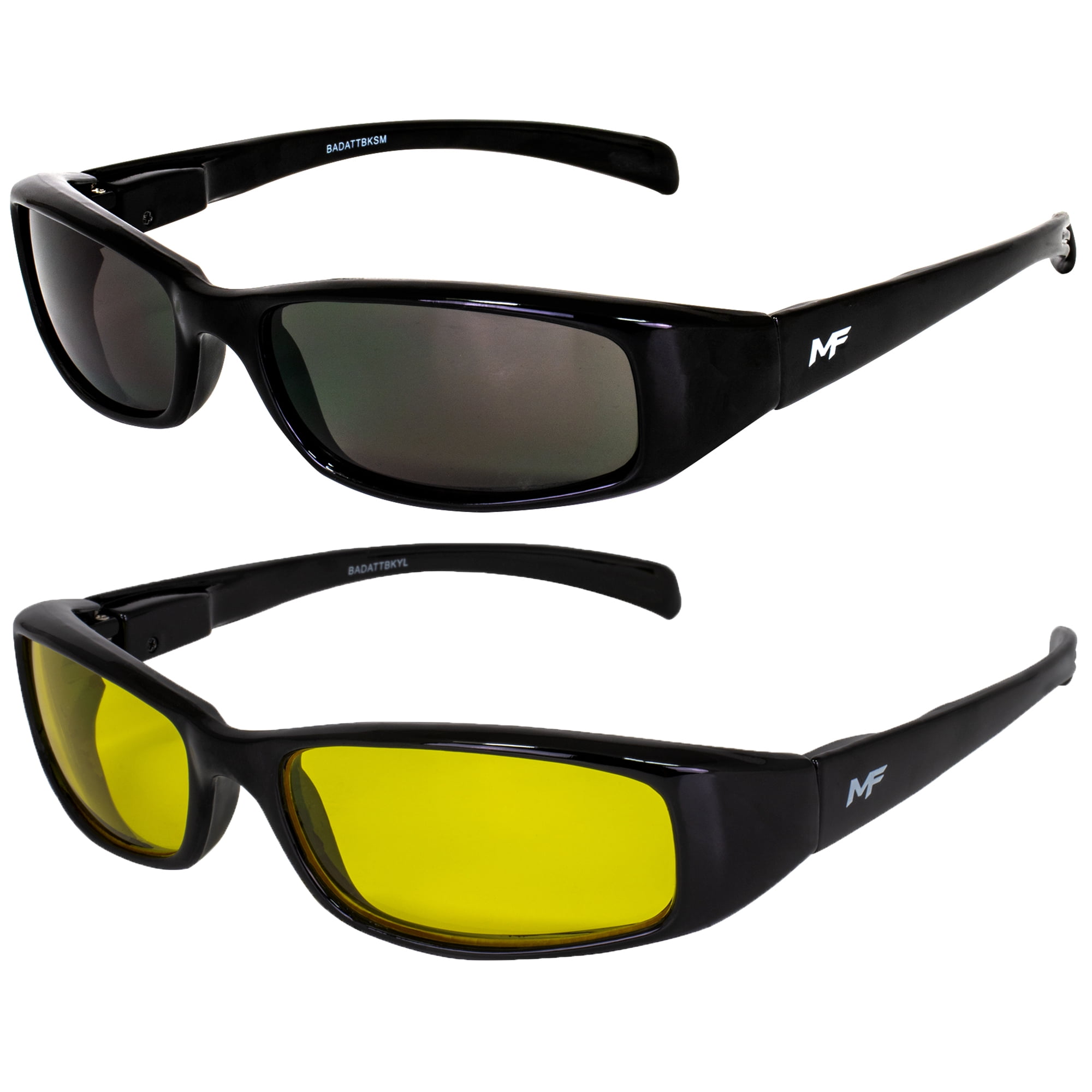 2 Pairs of MF Eyewear Bad Attitude Cool Wraparound Motorcycle ATV ...