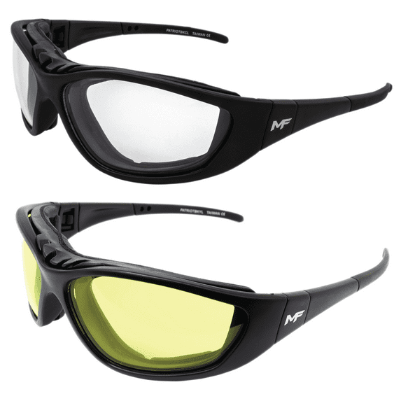 2 Pairs of MF Eyewear Patriot Padded Motorcycle Riding Safety ...