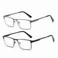 2 Pairs of Mens Classic Rectangle Reading Glasses +4.5, Metal Spring ...