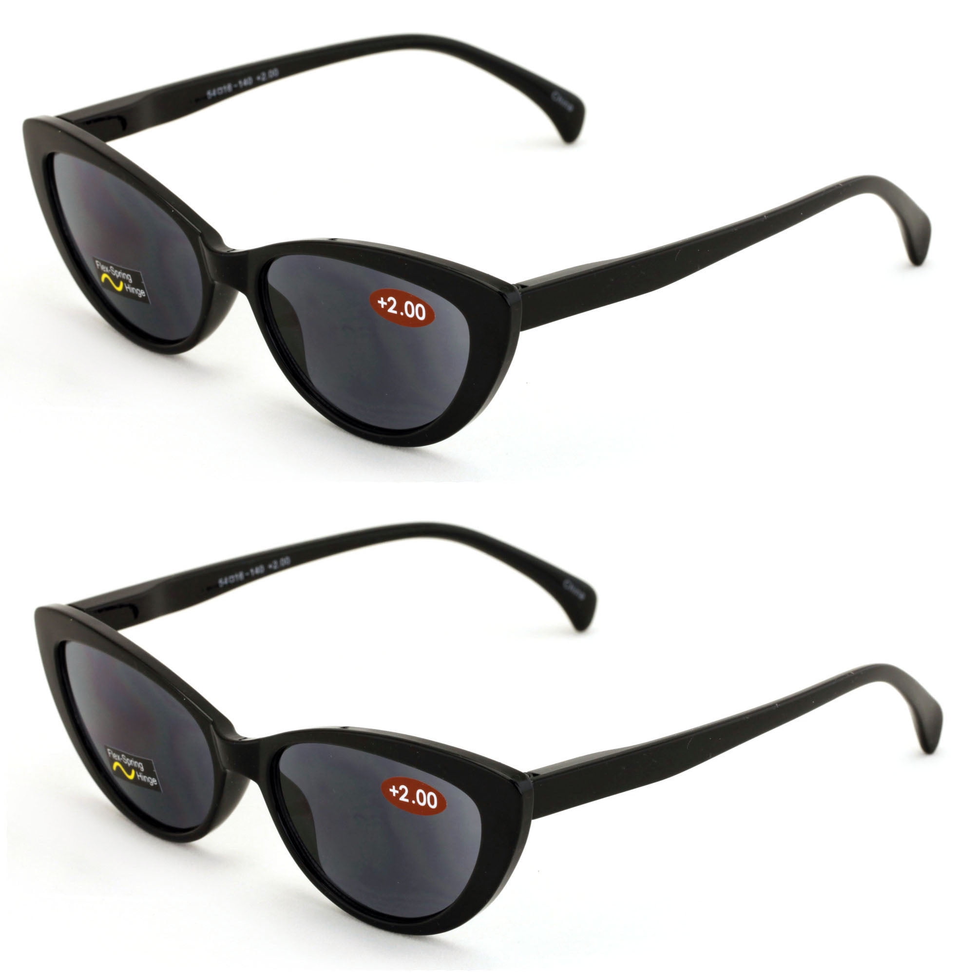 2 Pairs Of Women Cateye Outdoor Reading Sunglasses Tinted Readers Glasses Fully Magnified