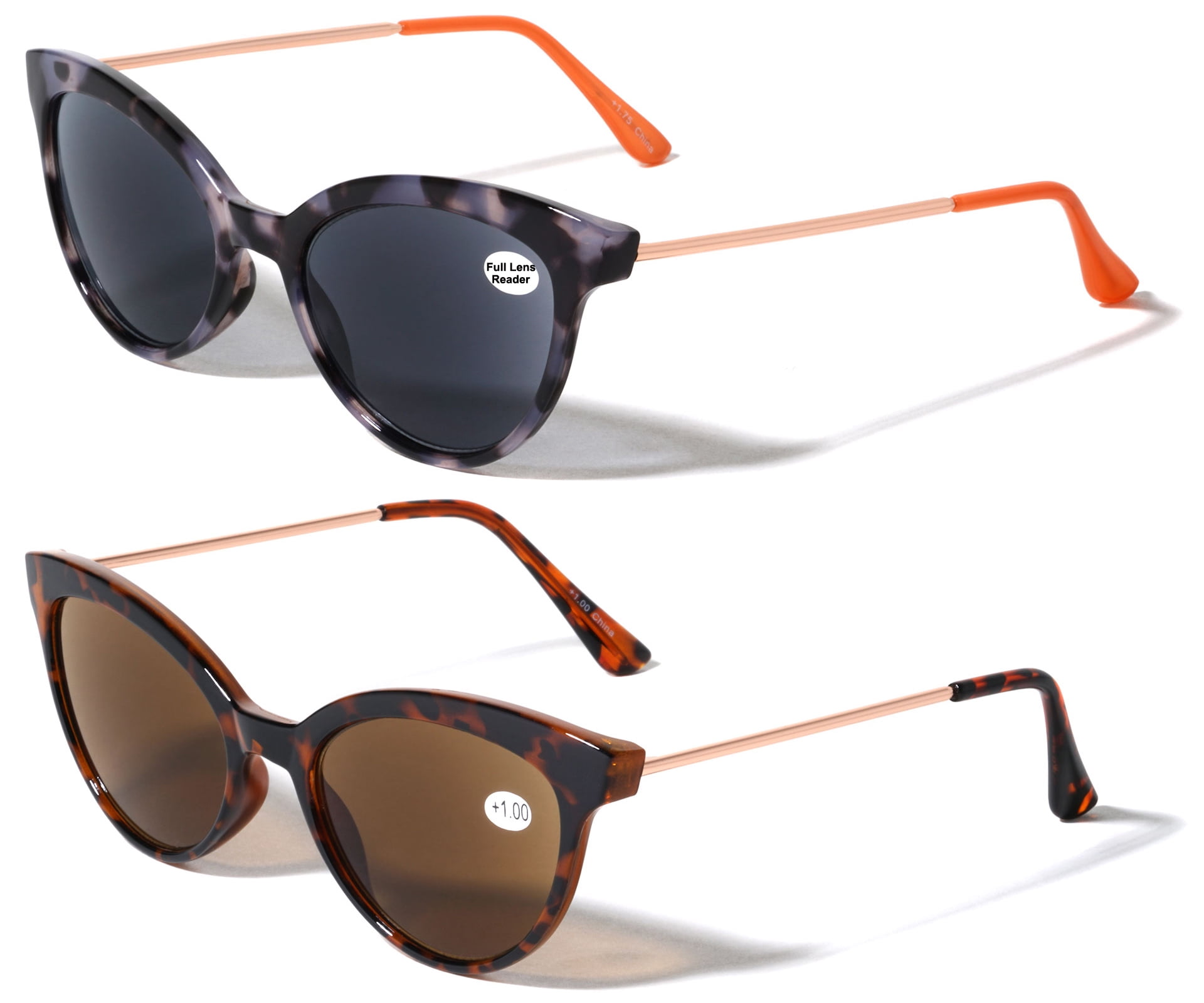2 Pairs of Womens Fully Magnified Outdoor Reading Sunglasses - Full ...