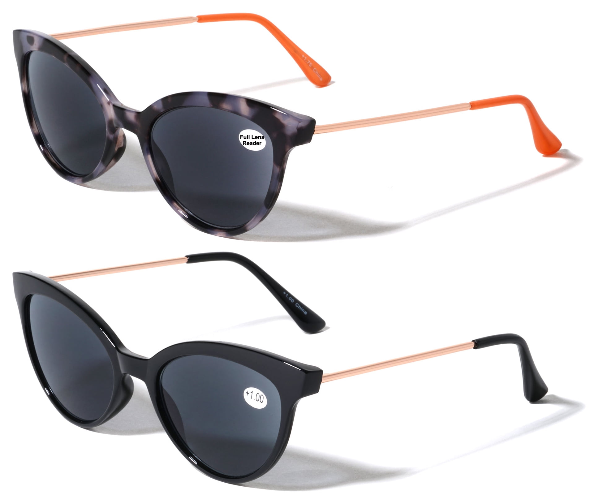 2 Pairs of Womens Fully Magnified Outdoor Reading Sunglasses - Full ...