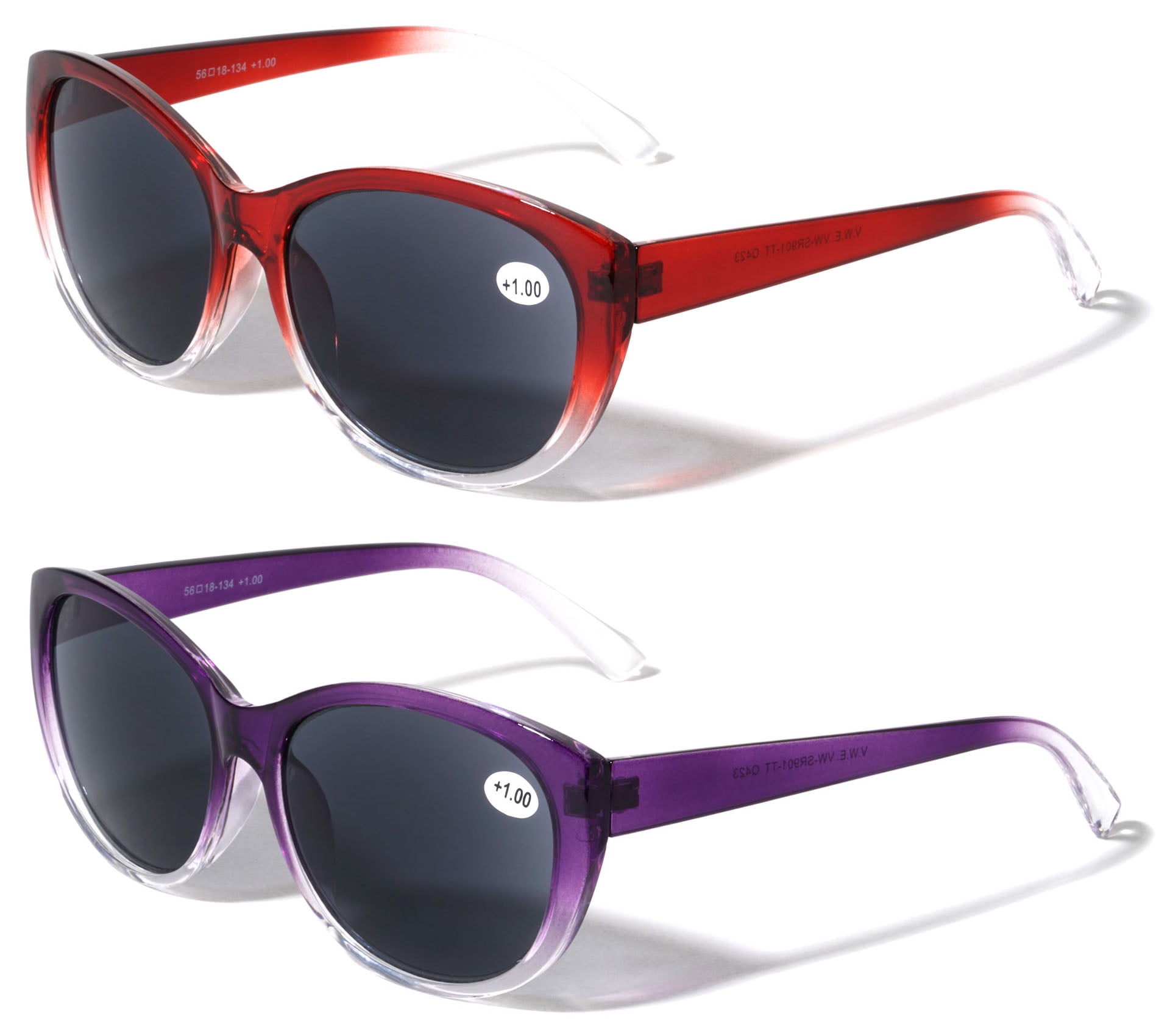 V.W.E. Women's Fully Magnified Reading Sunglasses, Oversized Vintage ...