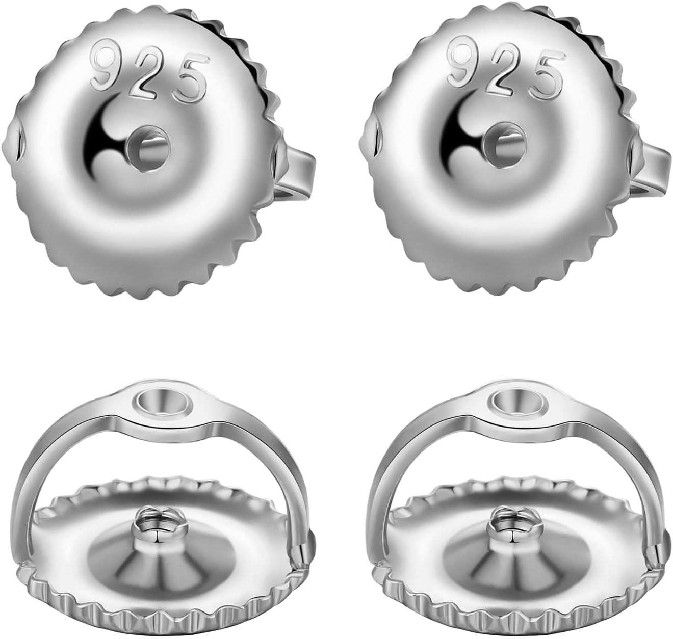 2 Pairs14k Gold Plated Screw Earring Backs 925 Sterling Silver Screw On ...