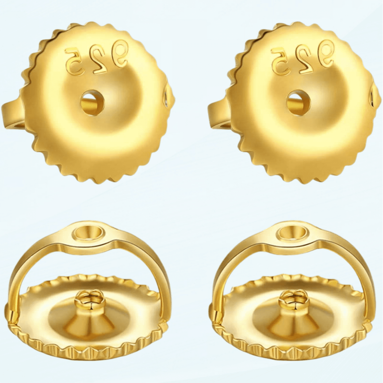 2 Pairs14k Gold Screw Earring Backs Replacements,925 Sterling Silver ...