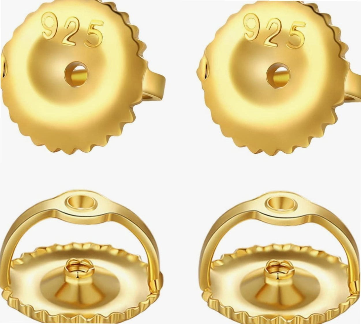 2 Pairs14k Gold Screw Earring Backs Replacements,925 Sterling Silver ...
