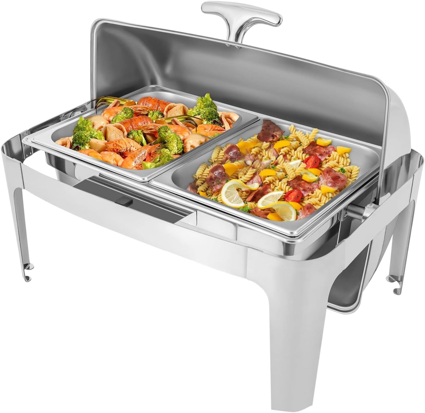 2 Pan Chafing Dish Set,9.54Qt Catering Buffet Set, Stainless Steel ...