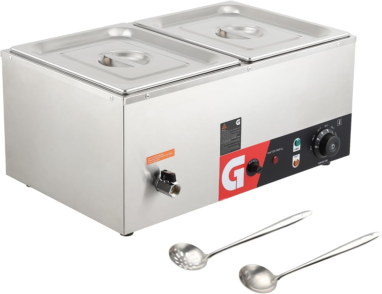 2-Pan Food Warmer, 2 x 10.5QT Electric Steam Table, 1200W Professional ...