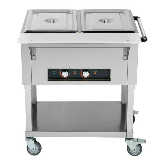 2-Pan Food Warmer, 2x20.6QT Electric Buffet Server, 1000W Stainless ...