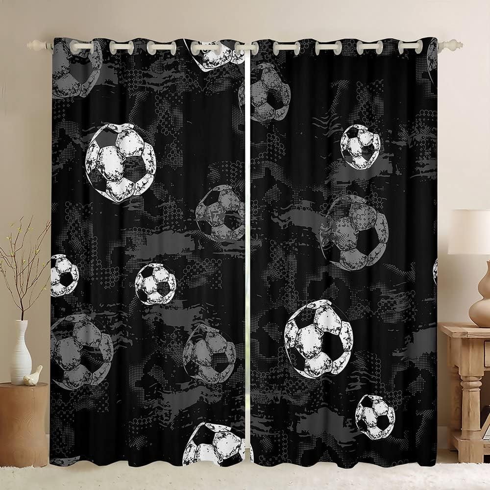 2 Panel Black Line Sports Curtain Skateboard Basketball Baseball ...
