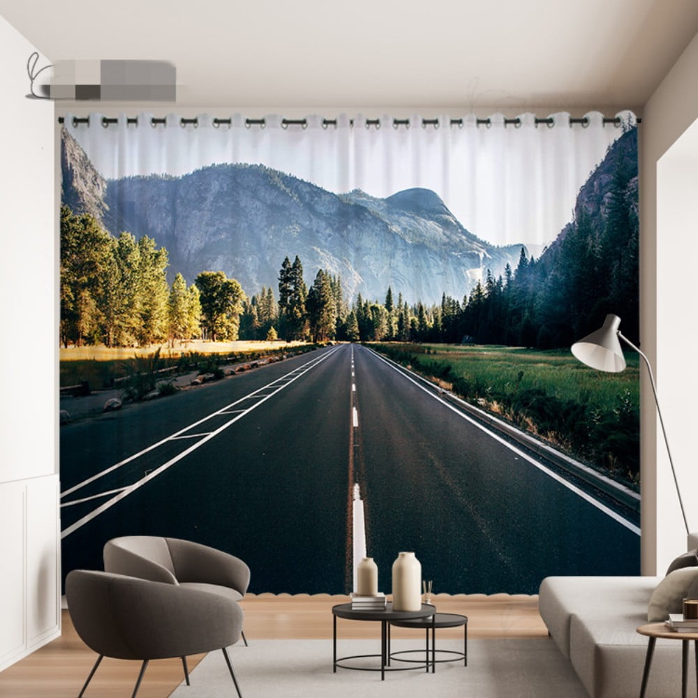 2 Panel Custom Curtain Visual Extension Highway Curtain 3D Space Forest ...