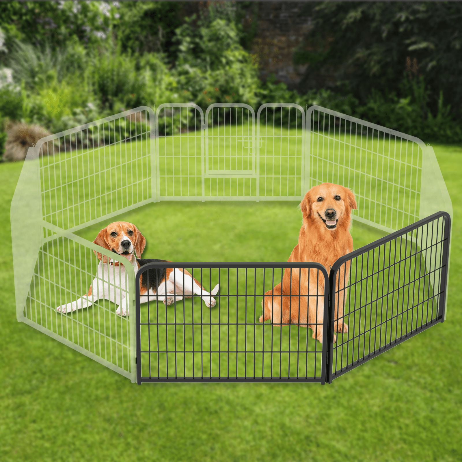 2 Panel Dog Playpen 24 inch Height Portable Dog Pen for Dog Pet Puppy ...