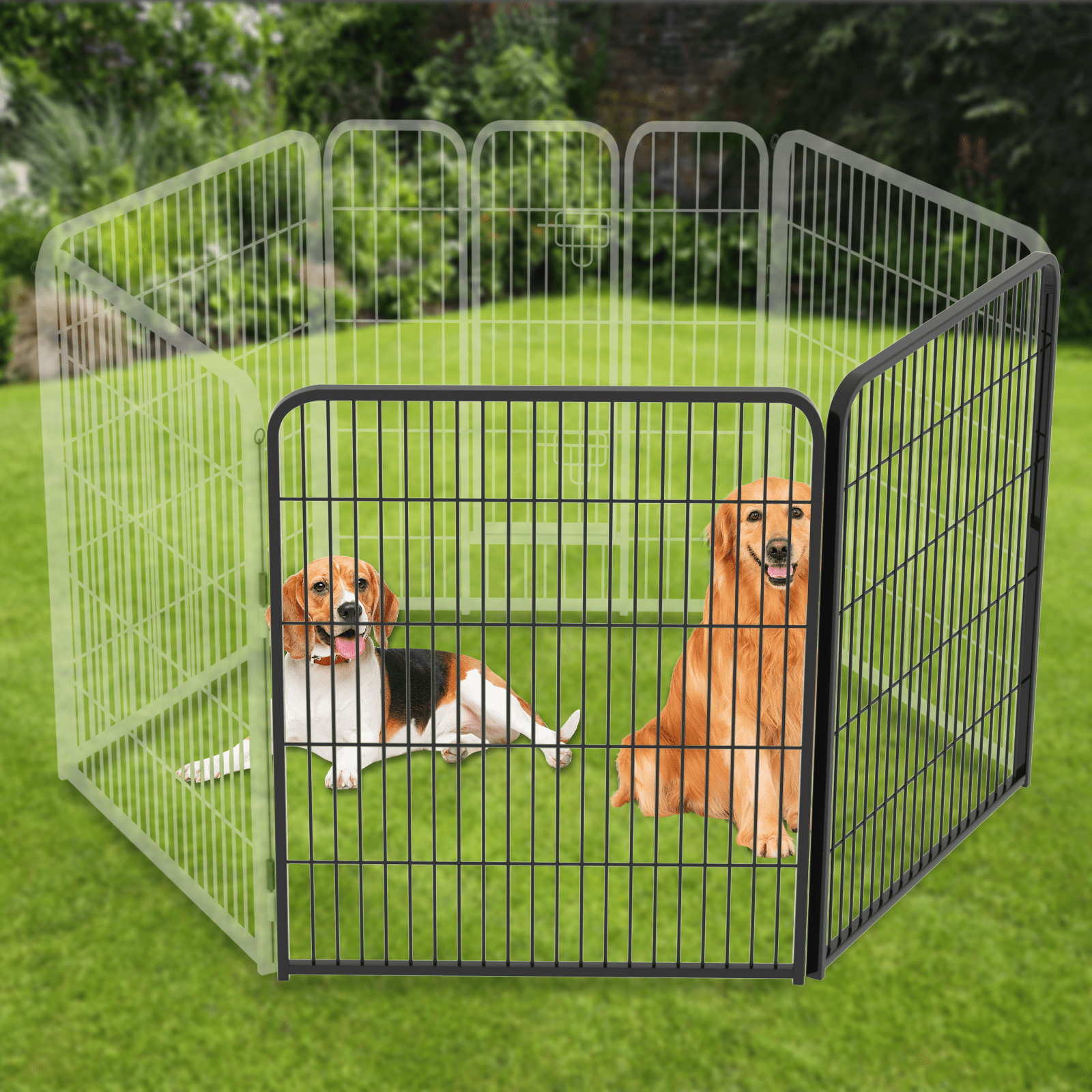 2 Panel Dog Playpen 40 inch Height Portable Dog Pen for Dog Pet Puppy ...