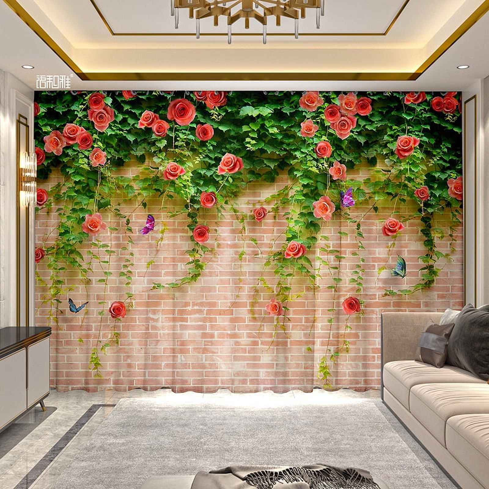 2 Panel Flower Rose Curtains for Bedroom Living Room Floor-to-ceiling ...