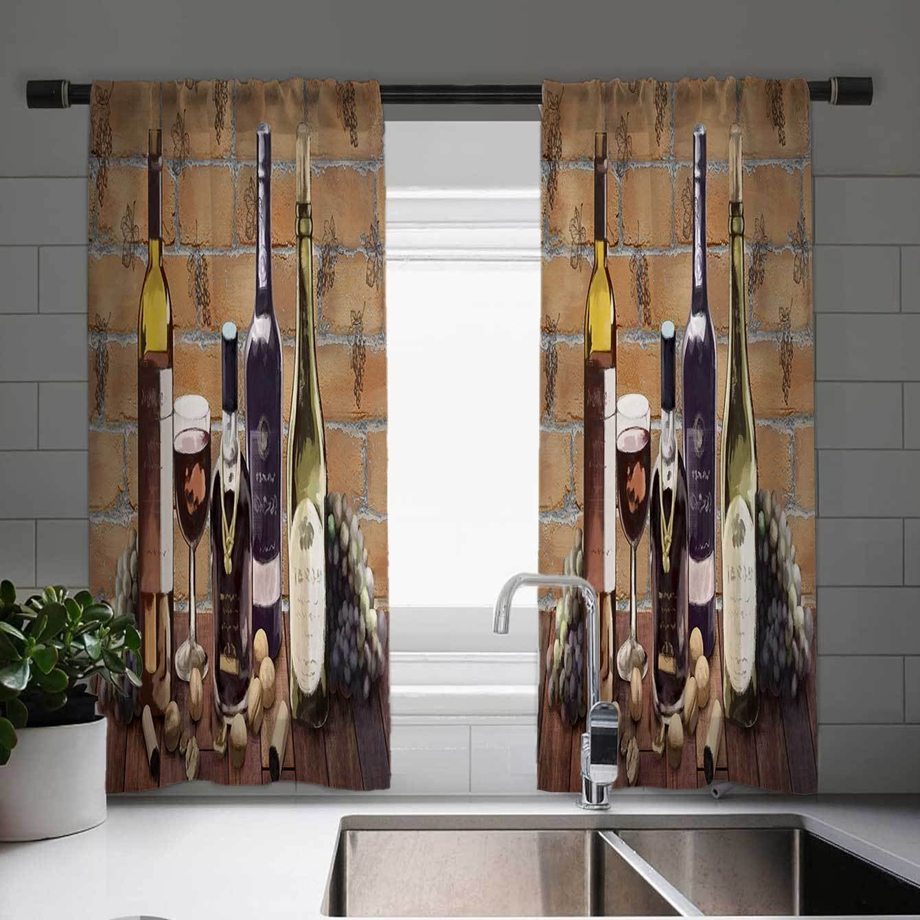 2 Panel Fortune Cat Print Curtains Fish Kitchen Curtains Kitchen Blinds ...