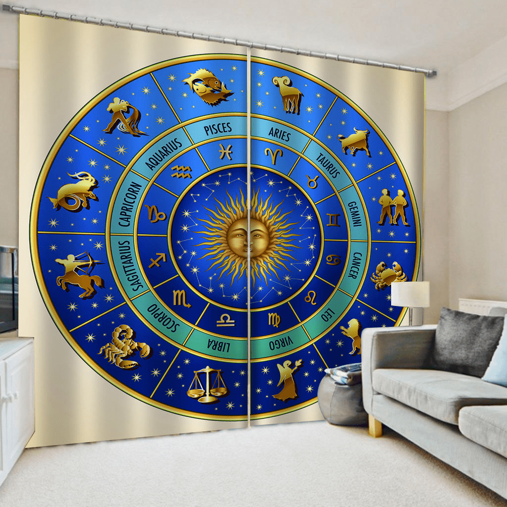 2 Panel Gold Black Curtain Pattern Geometric Curtain for Bedroom Living ...