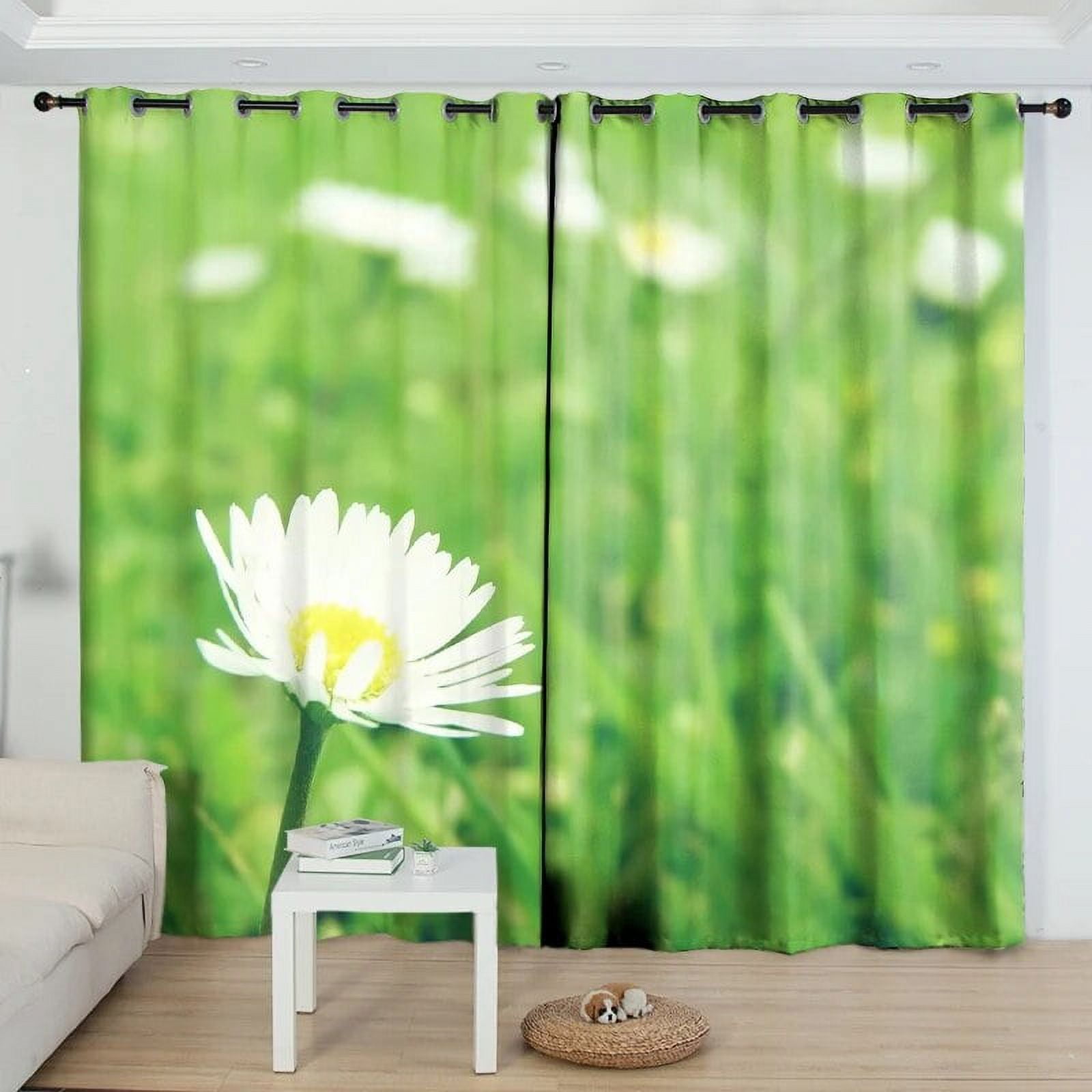 2 Panel Green Tree Curtain Modern Style Natural Scenery Curtain for ...