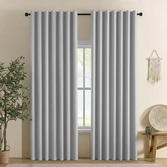 2-Panel Linen Blackout Curtains, 84 Inches Long, 100% Room Darkening ...