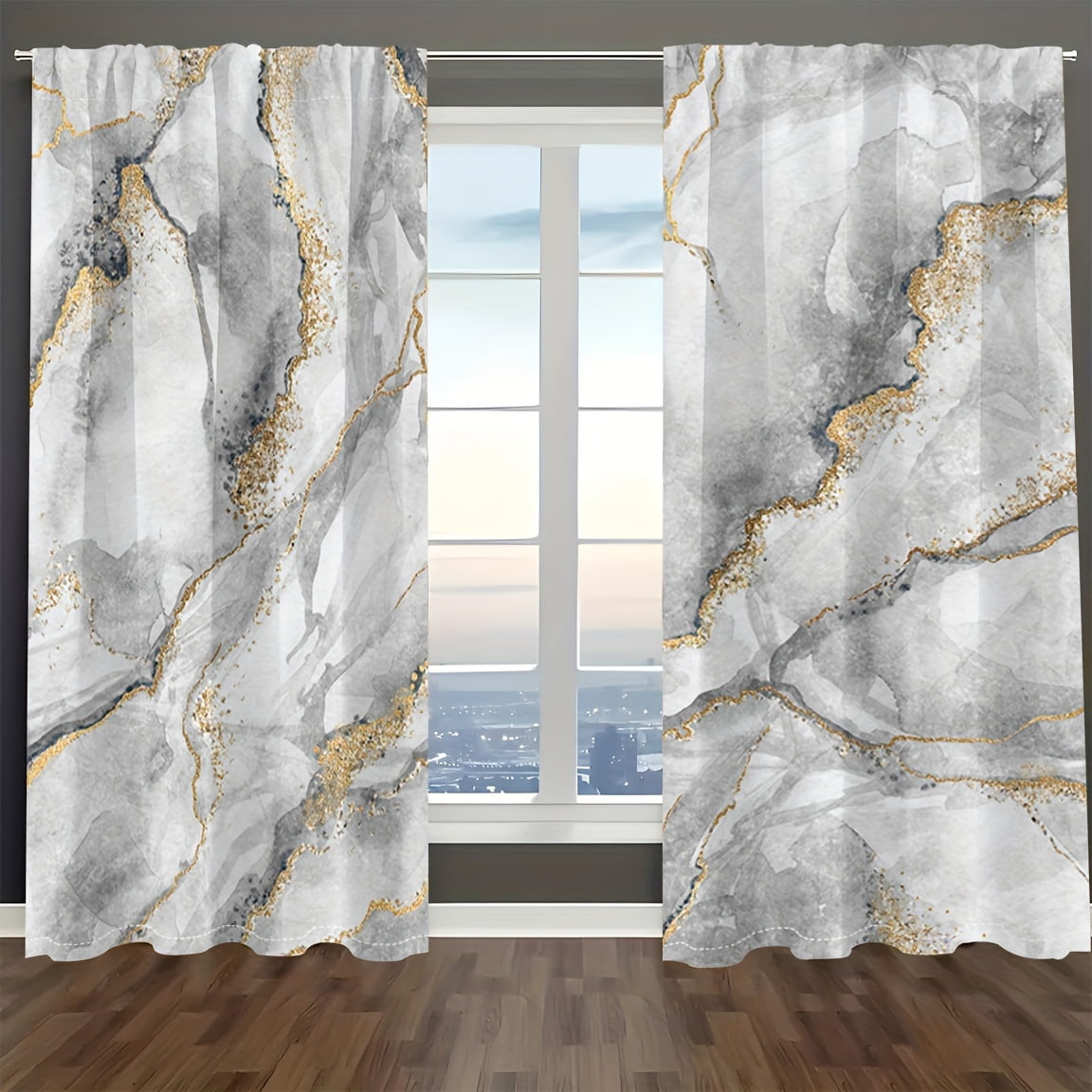 2 Panel Marble Textured Curtains Luxury Curtains for Bedroom Living ...