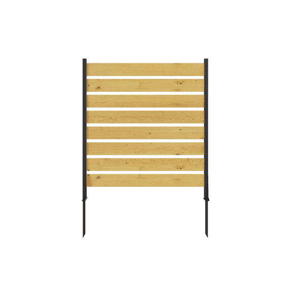 2-Panel Natural Cedar Wood Privacy Screen with Anti-Rust Metal Frame ...