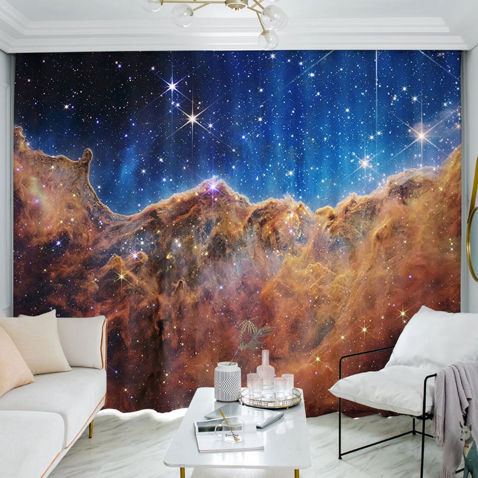 2 Panel Semi-blackout Curtains Scenic Starry Bedroom Rooms rated with ...