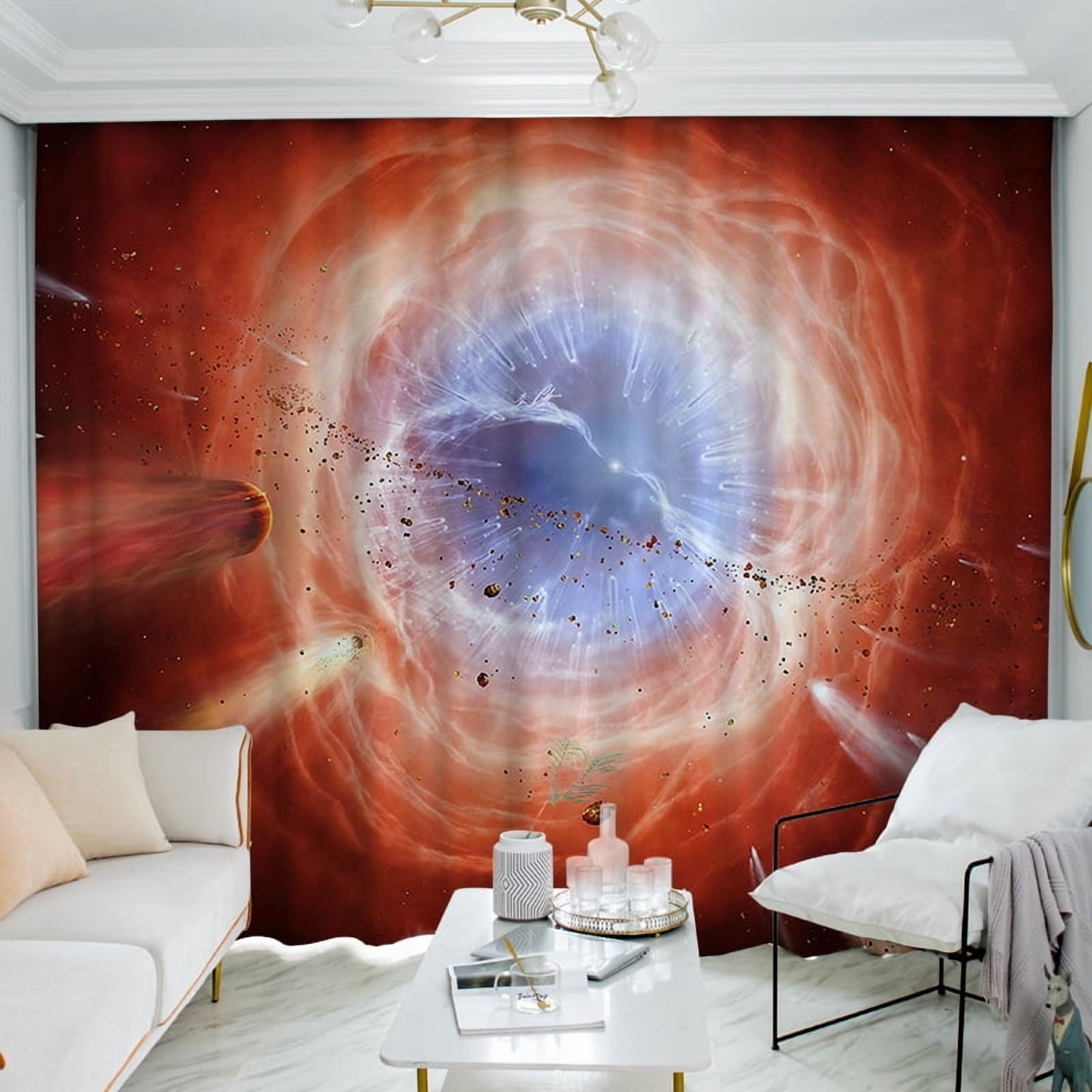 2 Panel Semi-blackout Curtains Scenic Starry Bedroom Rooms rated with ...