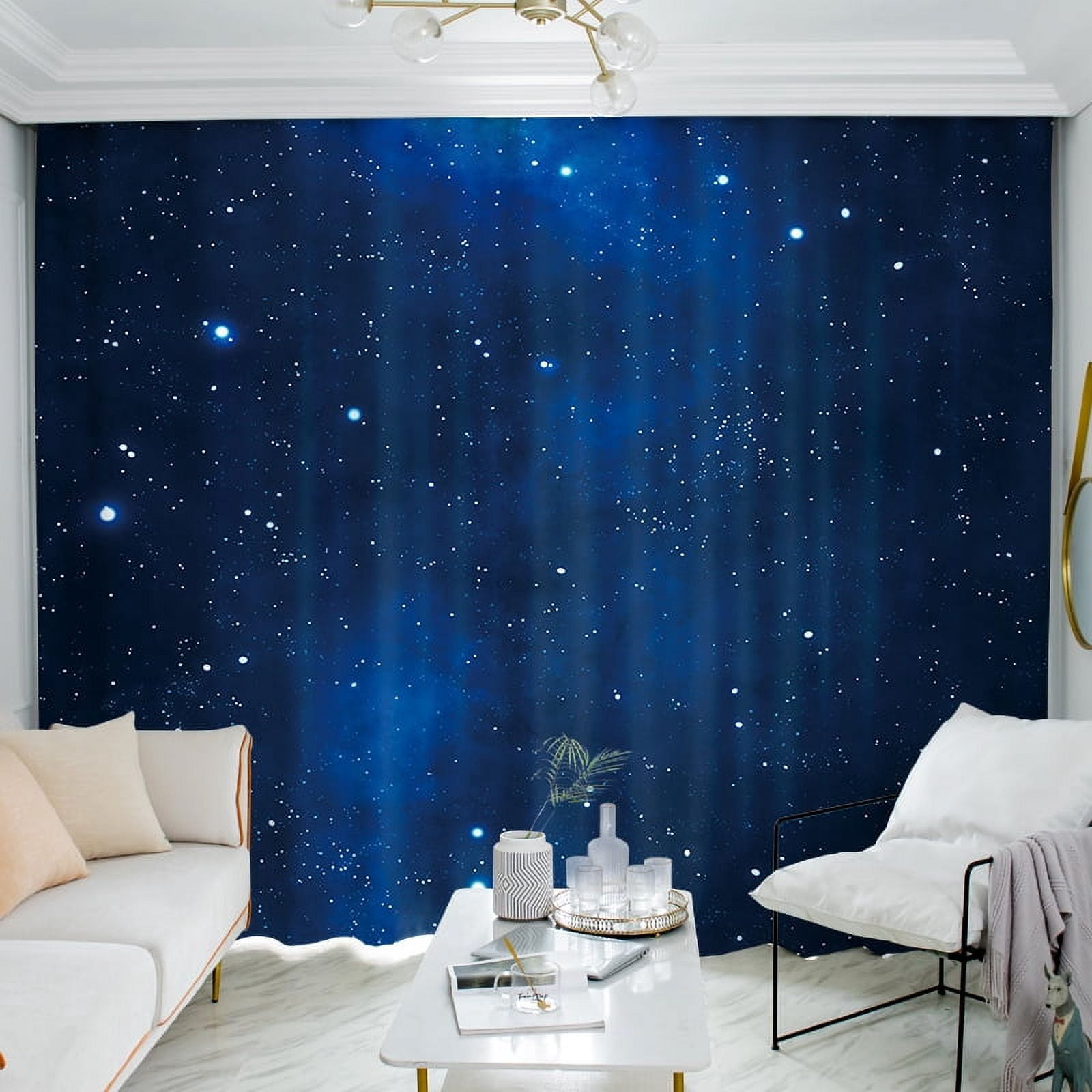 2 Panel Semi-blackout Curtains Scenic Starry Bedroom Rooms rated with ...