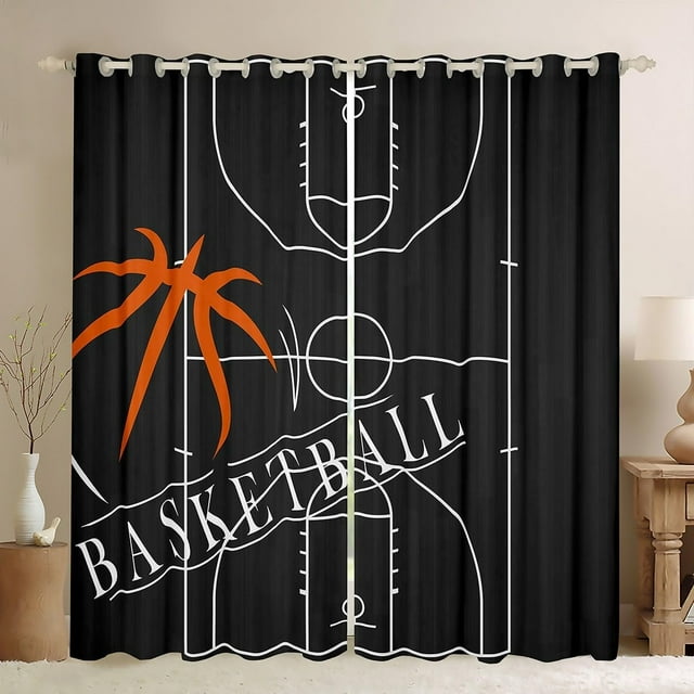 2 Panel Skateboard Basketball Baseball Football Curtain Black Golden ...