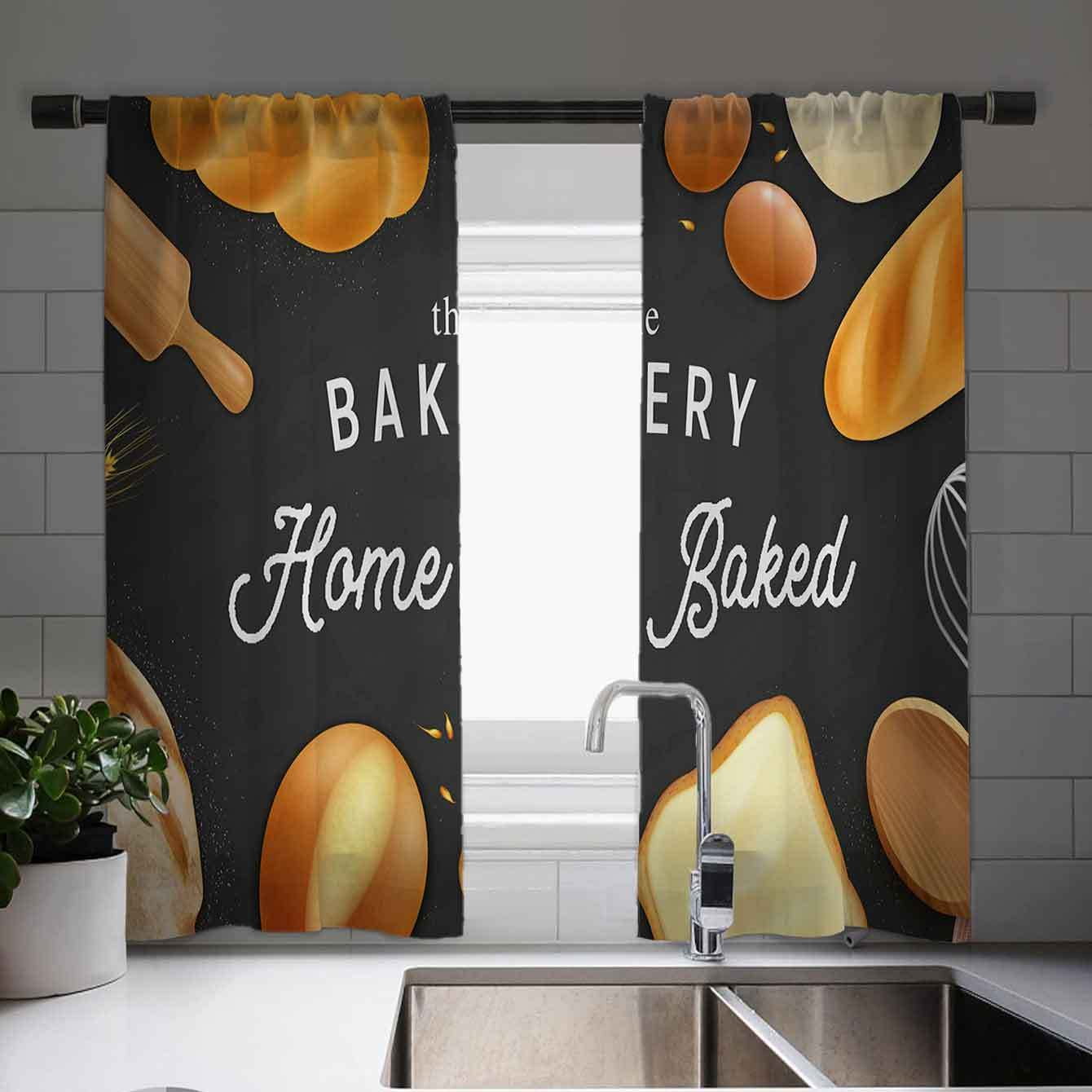 2 Panel Spoon Fork Kitchen Utensils Printed Curtains Kitchen Curtains ...