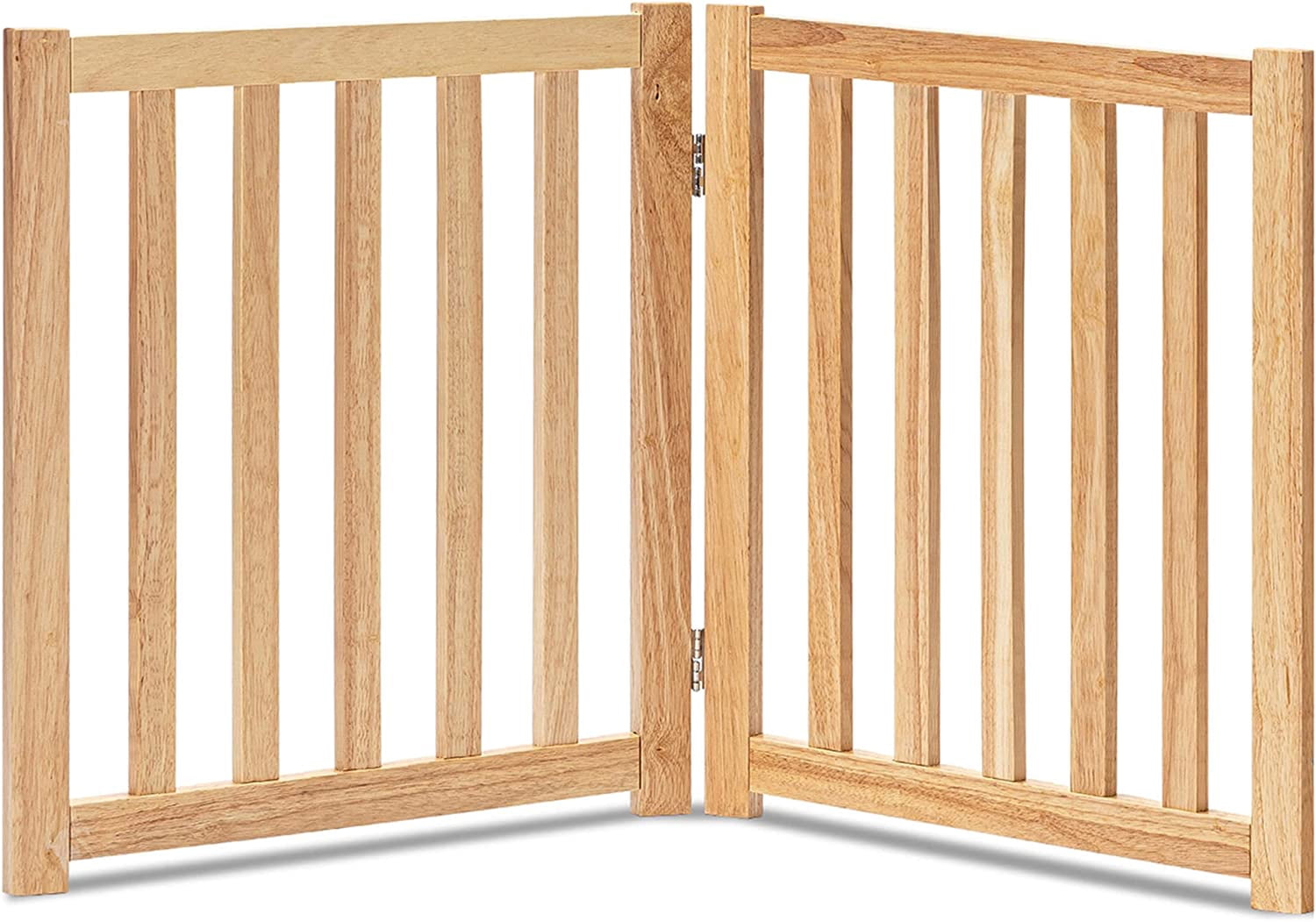 2-Panel Wooden Free Standing Foldable Dog Gate – Solid Hardwood 24 ...