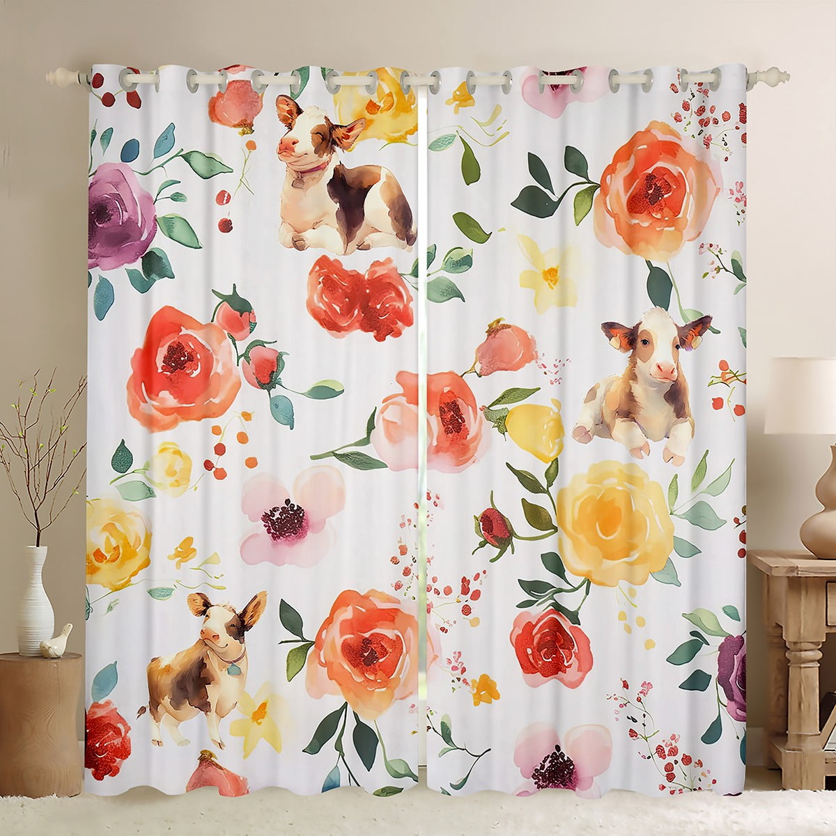 2 Panels,38"X45" Hippie Flowers Curtains,Botanical Floral Blossom ...