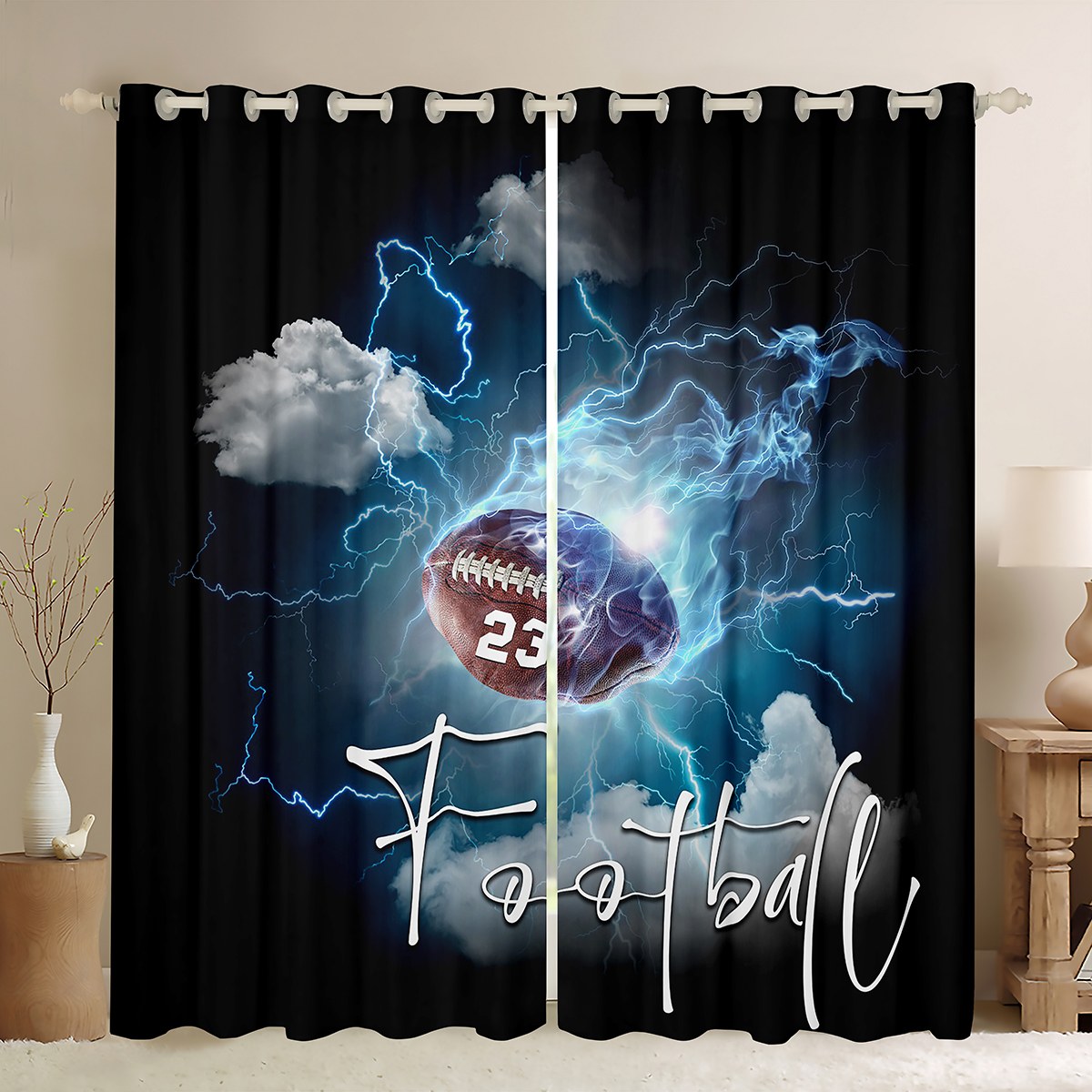 2 Panels,38"X54" Football Window Curtains Drapes,American Football ...