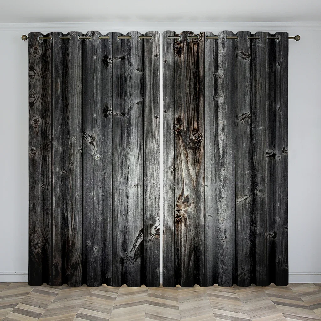 2 Panels 3D Soft Gray Barn Door Style BlackoutCurtains - Block Light ...