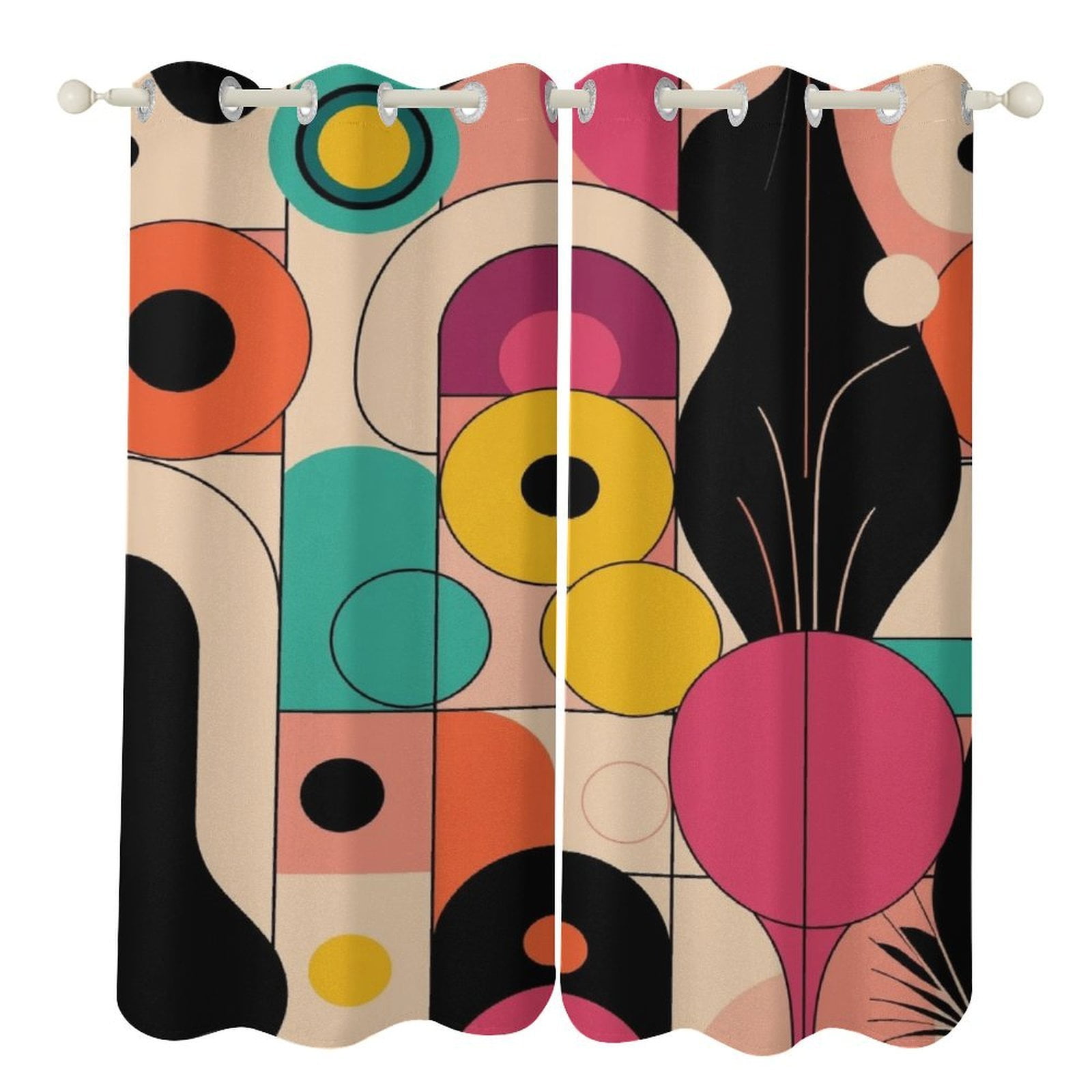 2 Panels Abstract Geometric Art Curtains for Bedroom Living Room Drapes ...