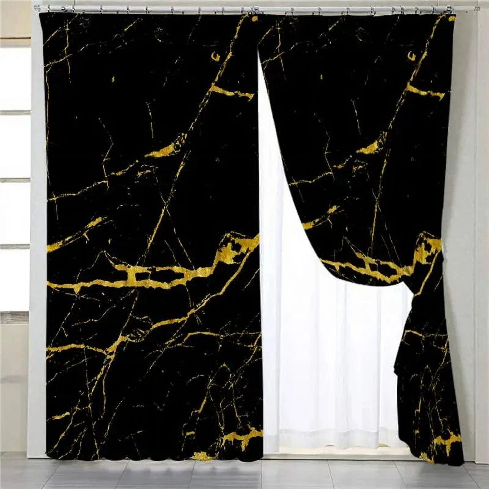 2 Panels Abstract Geometric Curtains Marble Texture Curtains for ...