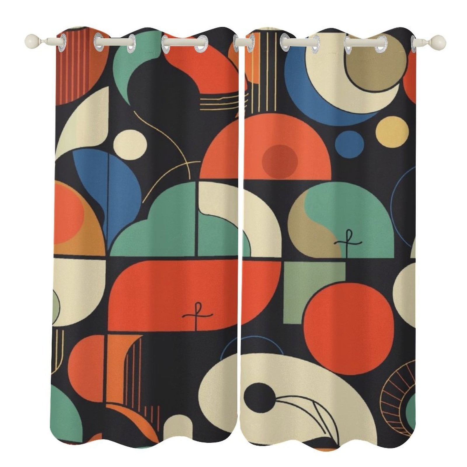 2 Panels Abstract Geometric Pattern Curtains for Bedroom Living Room ...