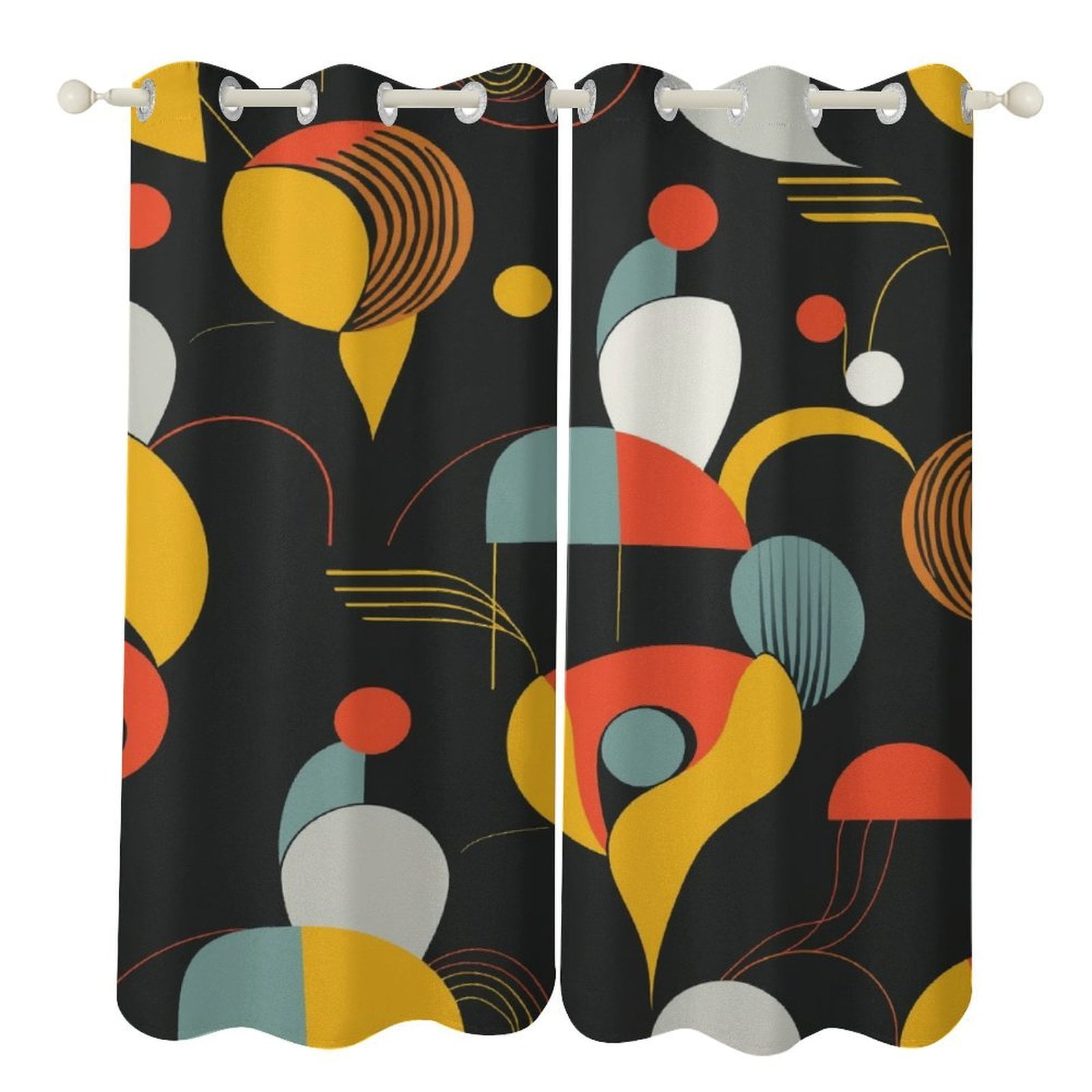 2 Panels Abstract Geometric Pattern Curtains for Bedroom Living Room ...
