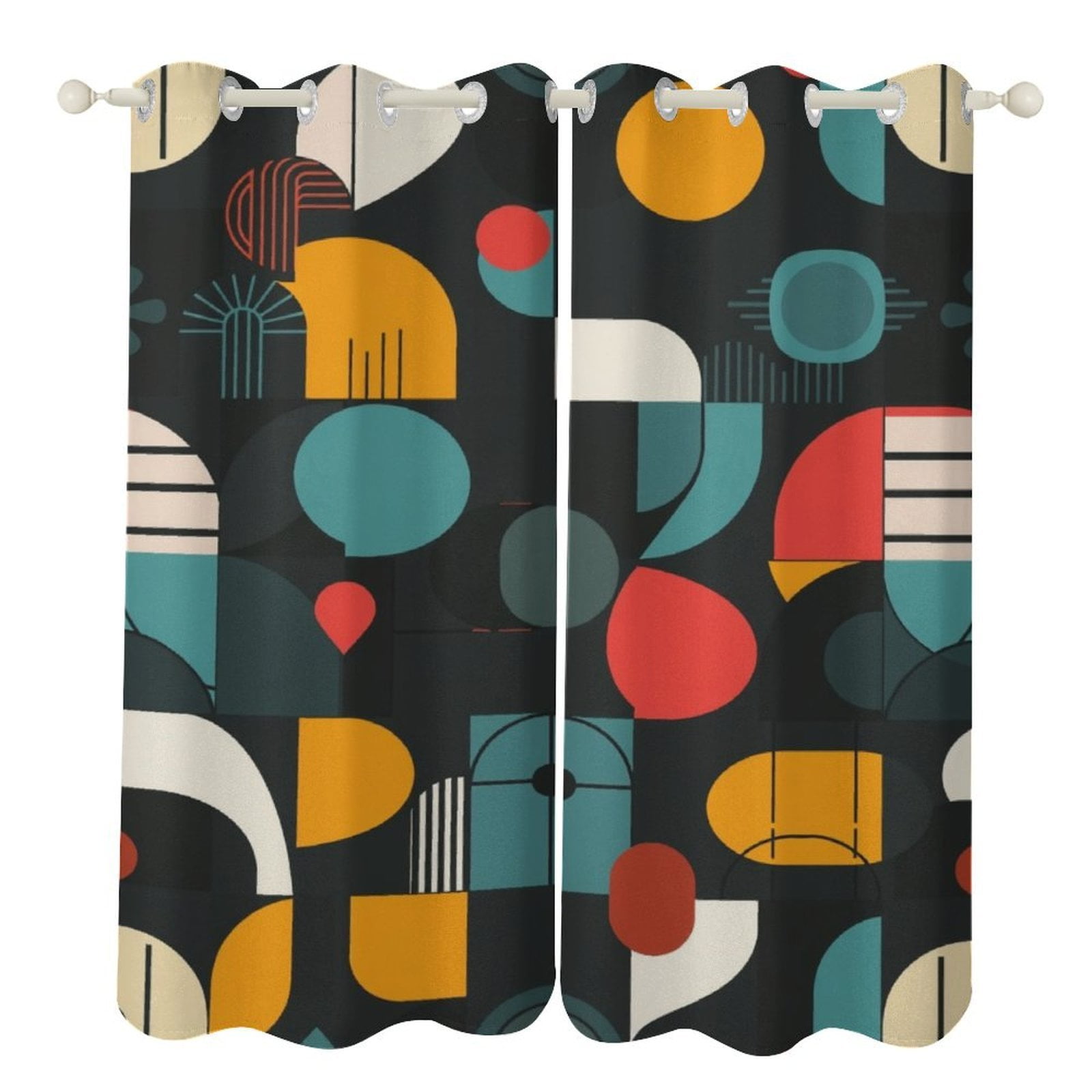 2 Panels Abstract Geometric Pattern Curtains for Bedroom Living Room ...