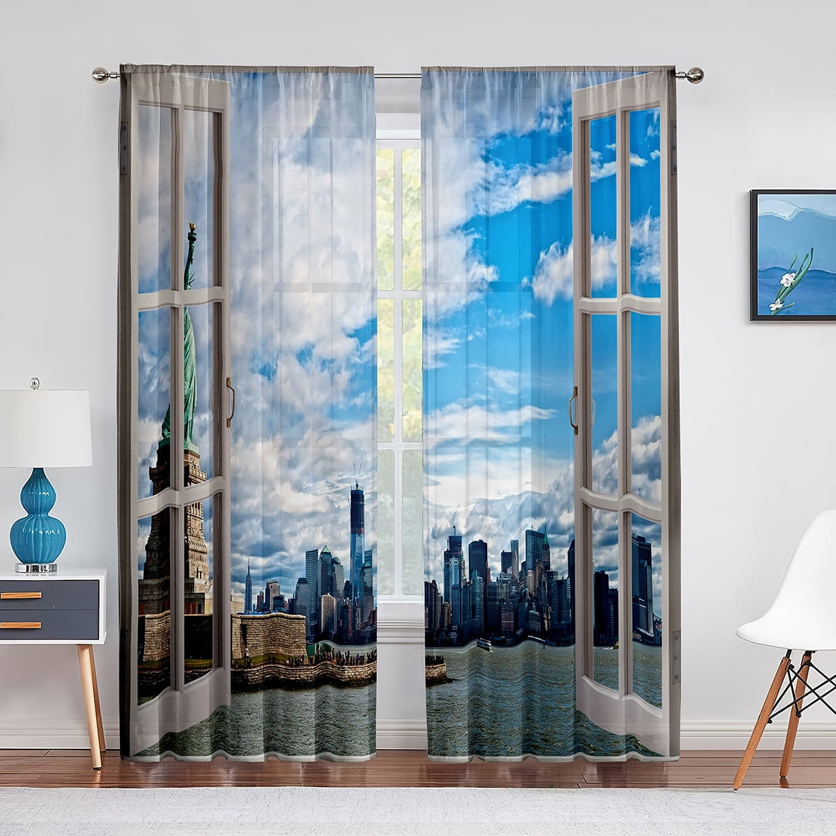 2 Panels Beach Sea Ocean Sunset cortinas Windows Scenery Curtains for ...