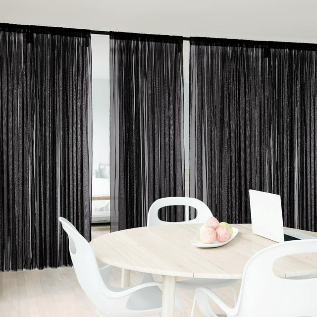 2 Panels Black Patio Screen Mesh for Apartment Balcony, Rod Pocket ...