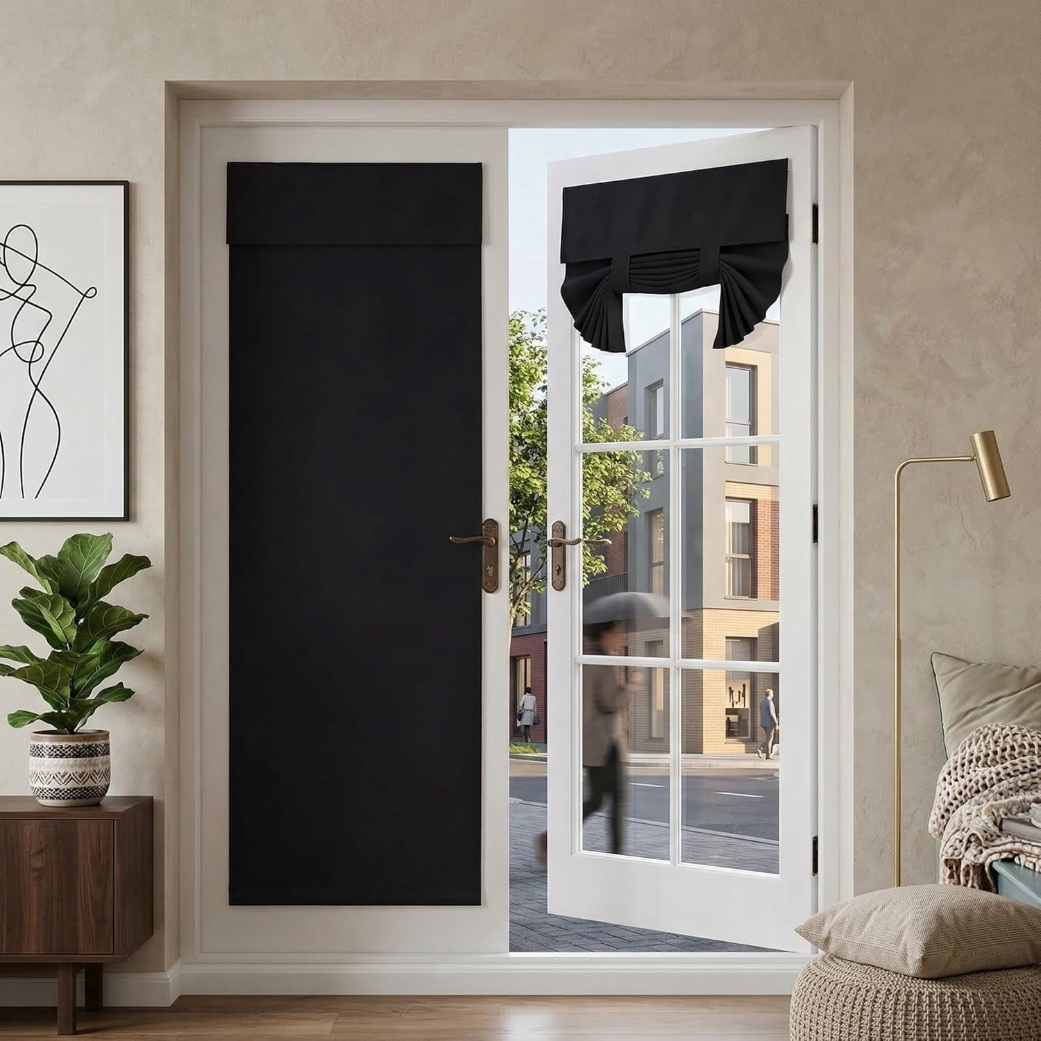 2 Panels Blackout French Door Curtains Set of - No Drill Thermal ...