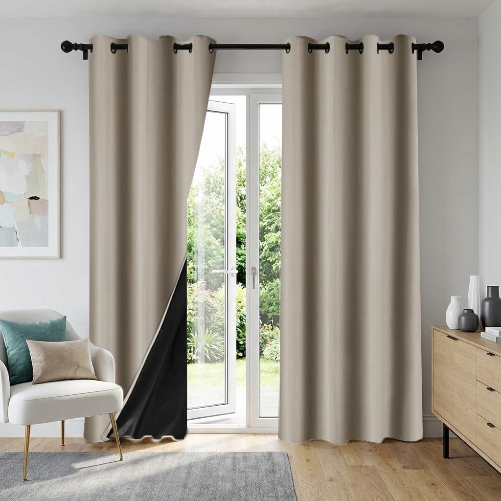 2 Panels Blackout Window Curtains , Thermal Insulated Room Darkening ...
