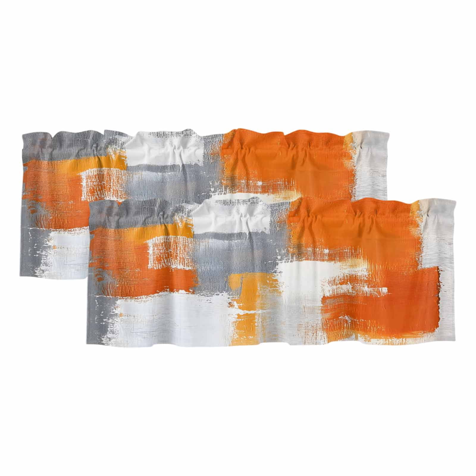 2 Panels Burnt Orange Grey Valance for Windows, Oil Painting Smear ...