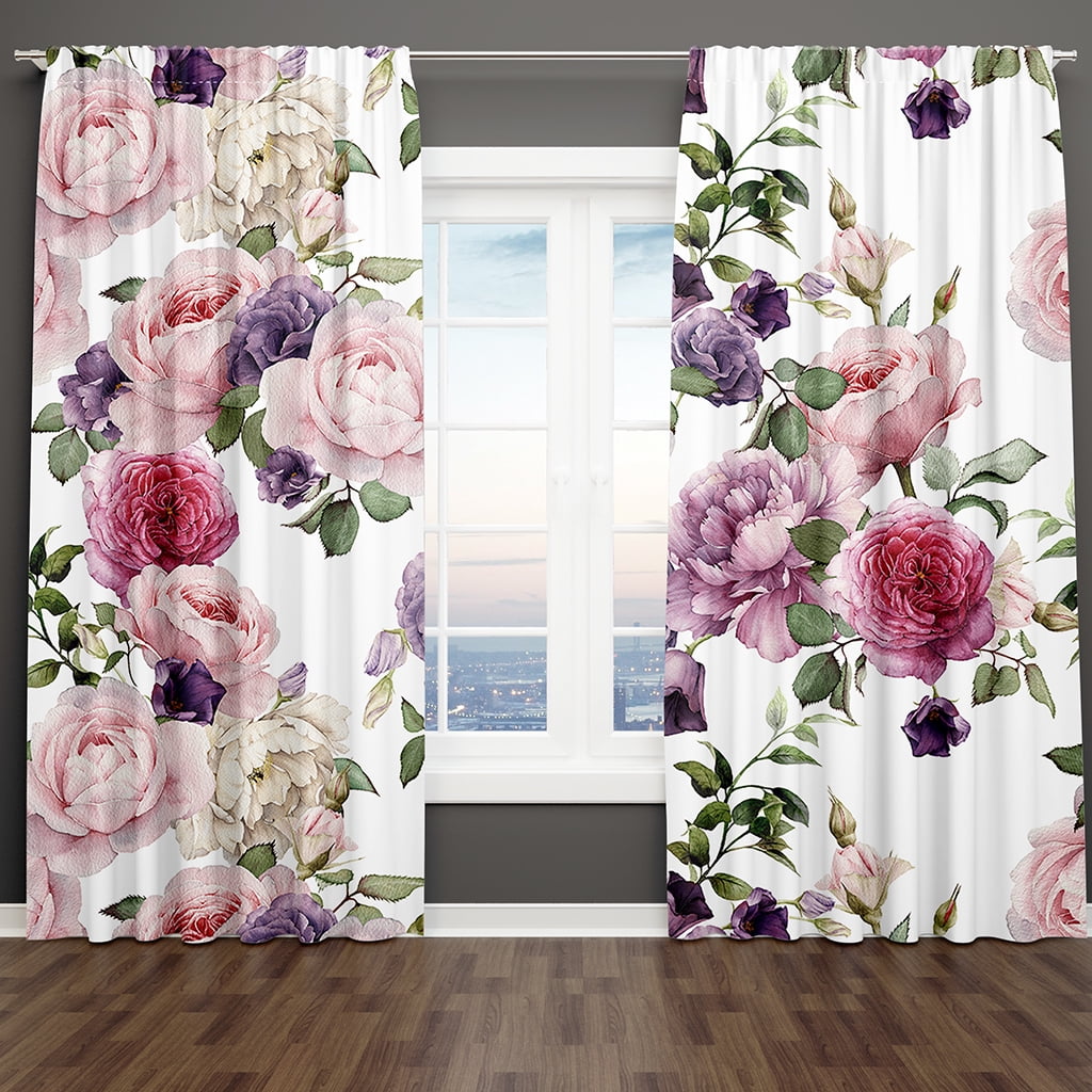 2 Panels Charming Flowers and Branches 3D Digital Printing Curtain ...