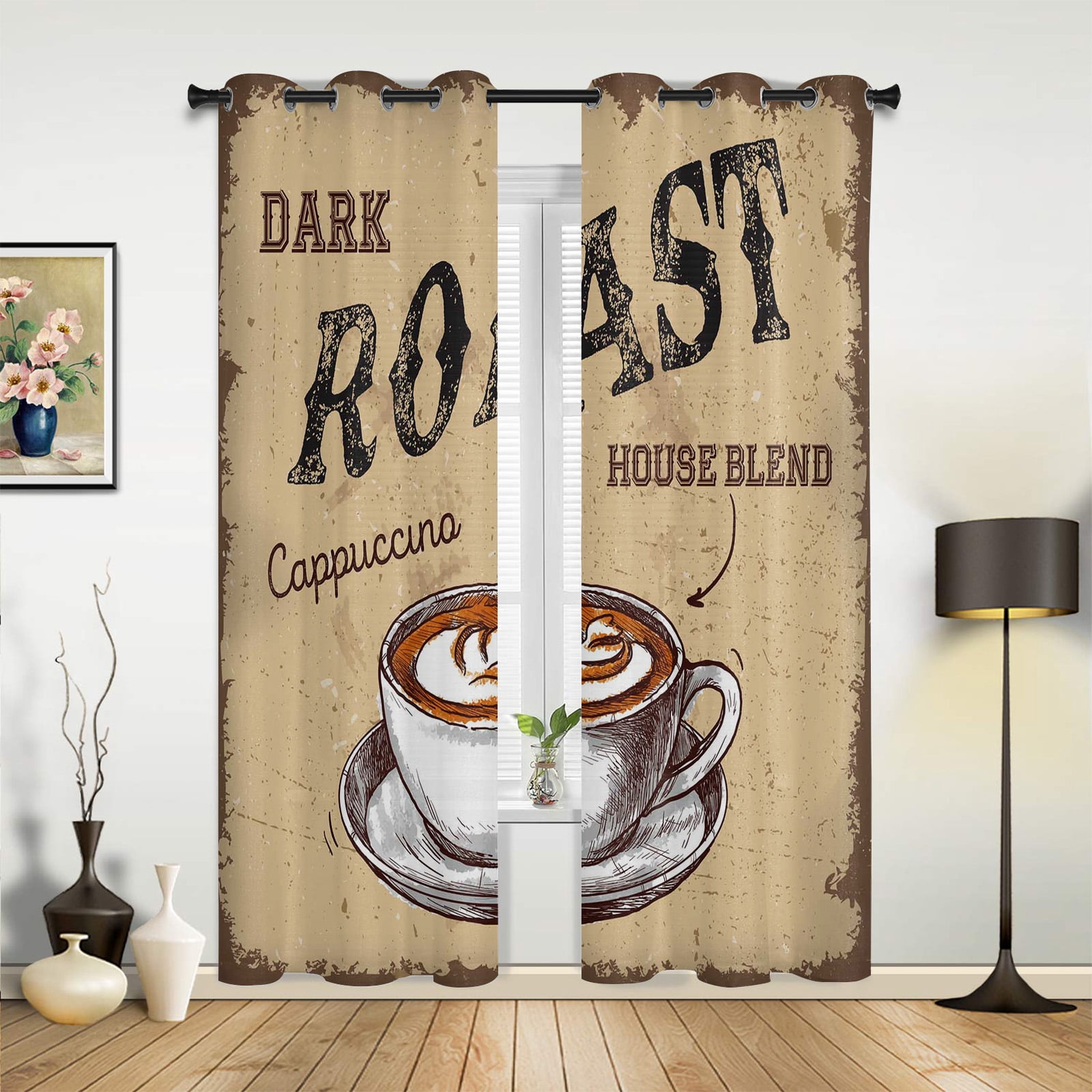 2 Panels Coffee Cup Cake Candy Modern Hall Curtains For Living Room ...