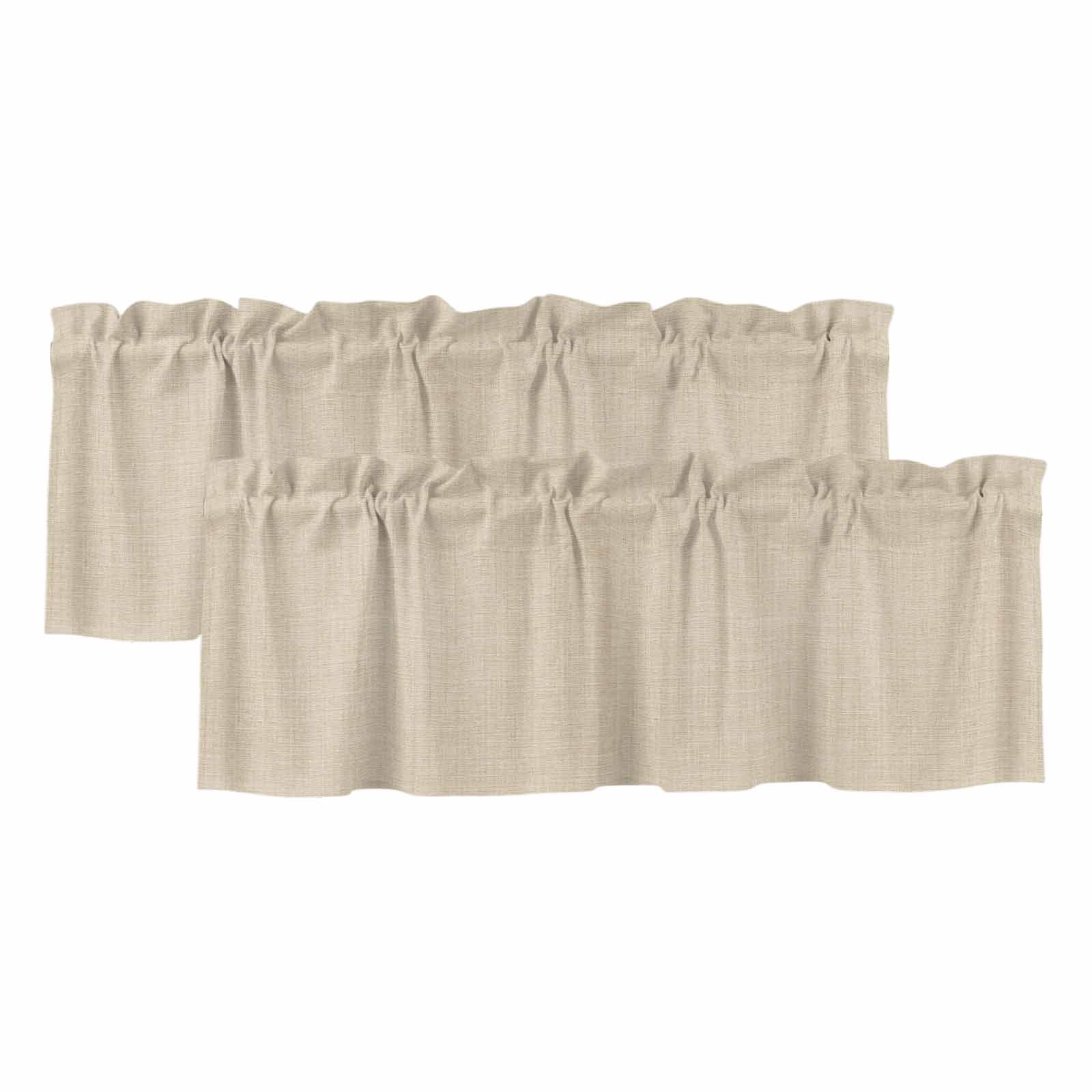 2 Panels Cream Valance for Windows, Farmhouse Burlap Solid Beige Color ...