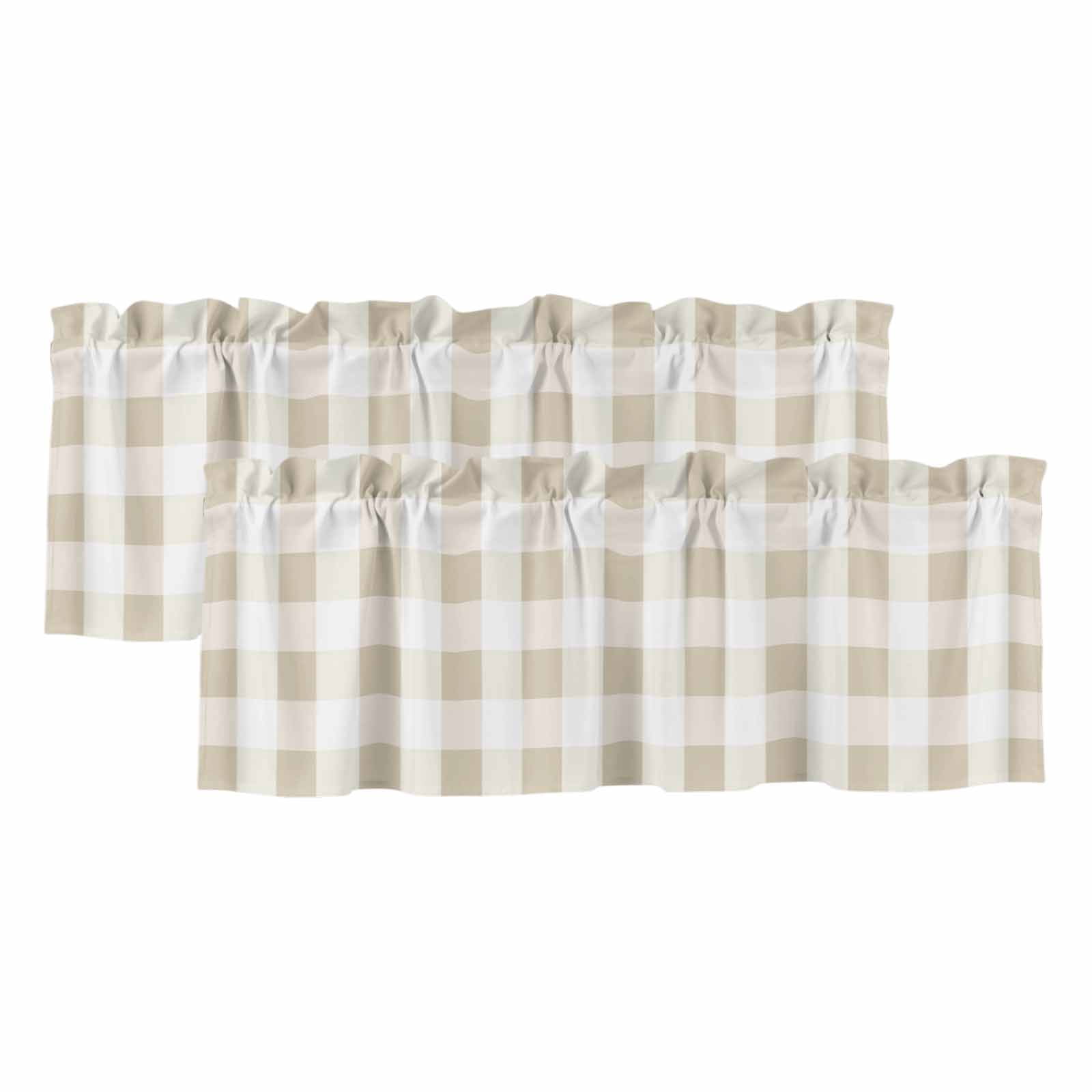 2 Panels Cream White Buffalo Check Valance for Windows, Farmhouse Plaid ...