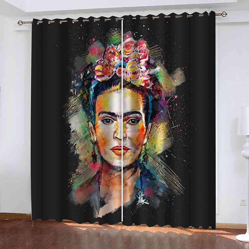 2 Panels Curtains For Bedroom And Living Room Watercolor Portraits