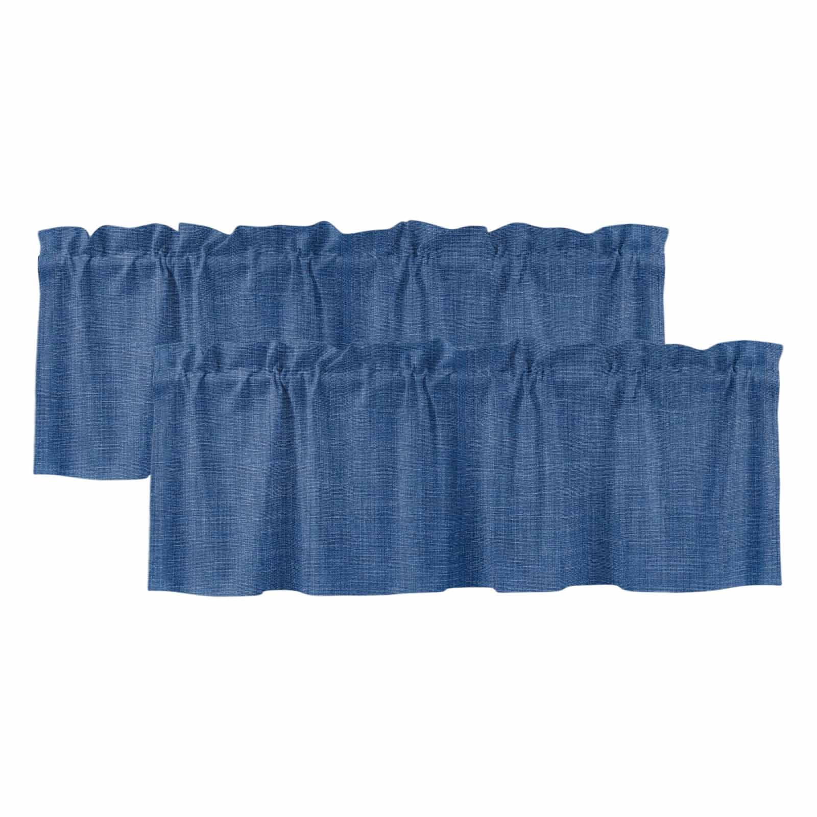 2 Panels Dark Blue Valance for Windows, Farmhouse Burlap Solid Color ...